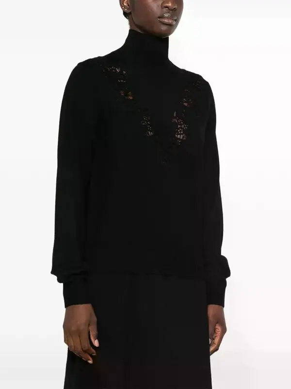 Zimmermann Lace-trimmed Wool Roll-neck Sweater