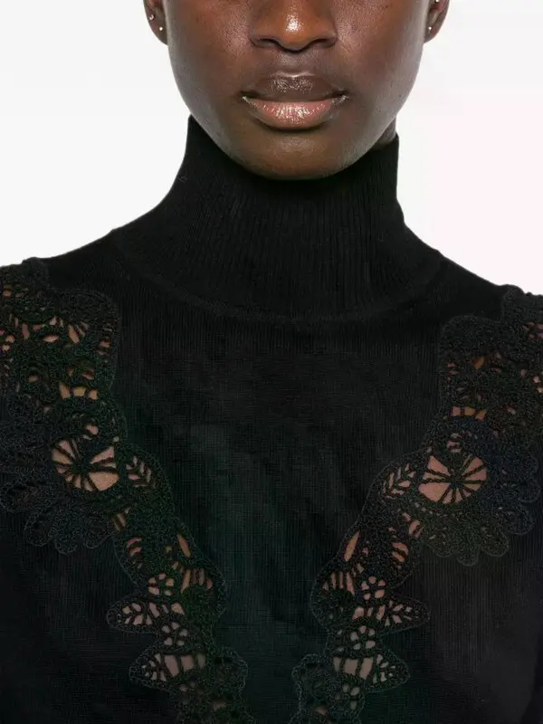 Zimmermann Lace-trimmed Wool Roll-neck Sweater