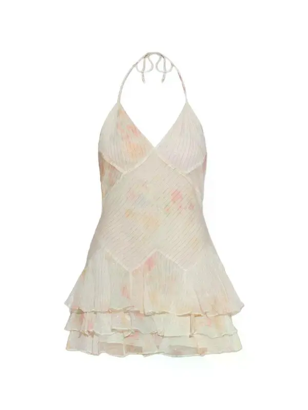 LoveShackFancy Adrinette Tiered Ruffled Mini Dress - Neutrals