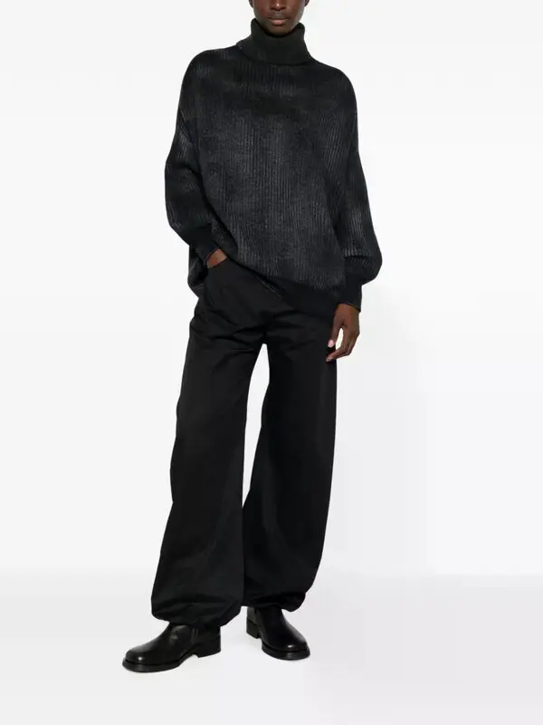 Avant Toi Ribbed Knit Roll Neck Sweater - Blue