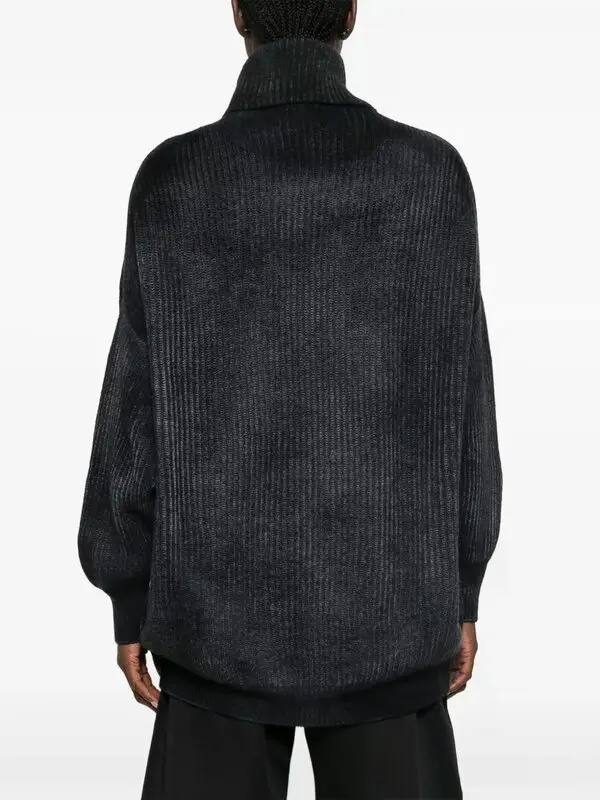 Avant Toi Ribbed Knit Roll Neck Sweater - Blue