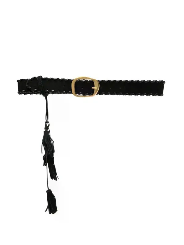 TWINSET Tassel Detail Whipstitch Trim Belt - Black