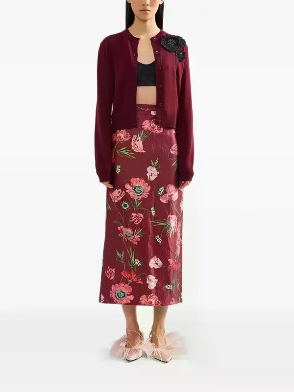 Erdem Embellished Merino Wool Cardigan - Red