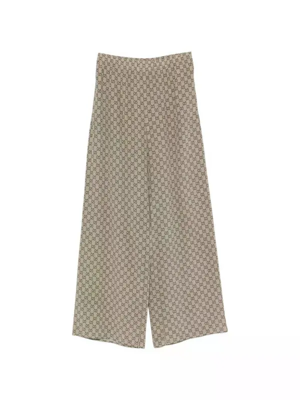 Gucci Gg Supreme Print Trousers - Neutrals
