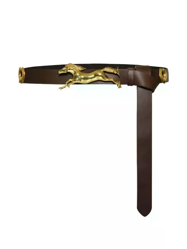 Johanna Ortiz Leather Belt With Horse Buckle - Brown