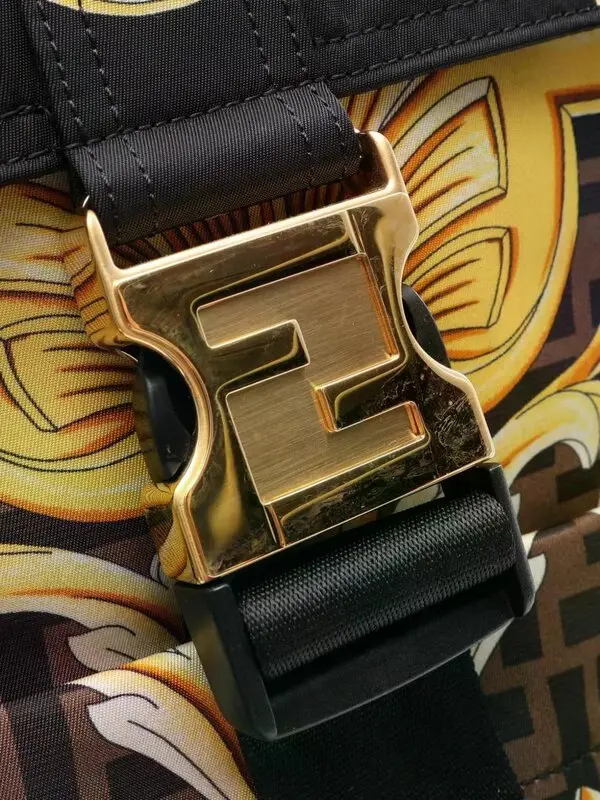 Fendi X Versace Baroque Print Ff Logo Buckle Fastening Backpack