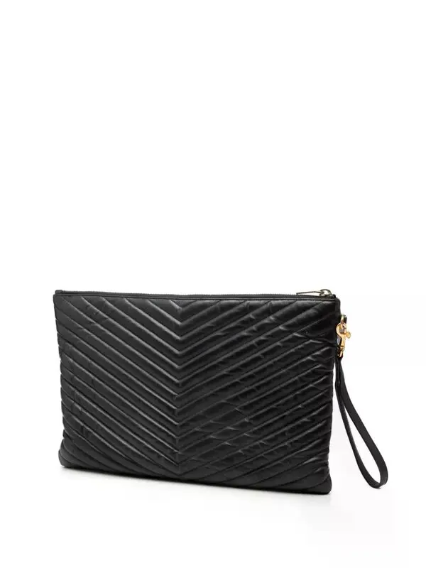 Saint Laurent Chevron Leather Monogram Document Holder Clutch Bag