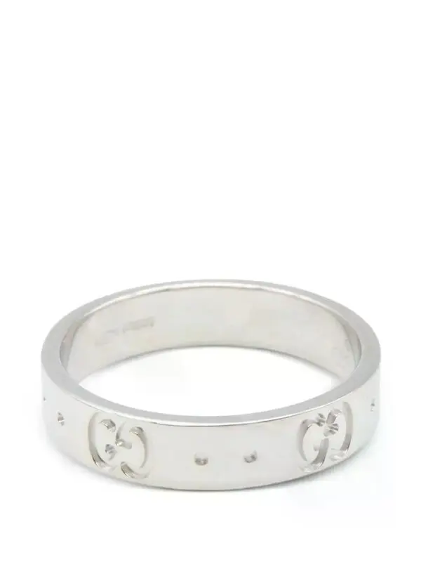 Gucci 18k White Gold Icon Motif Band Ring