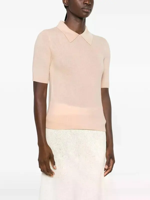 FORTE_FORTE Short-sleeve Fine-knit Polo Shirt - Neutrals