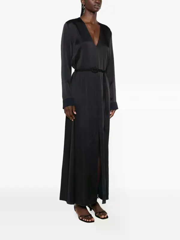 FORTE_FORTE Belted V-neck Maxi Dress In Satin