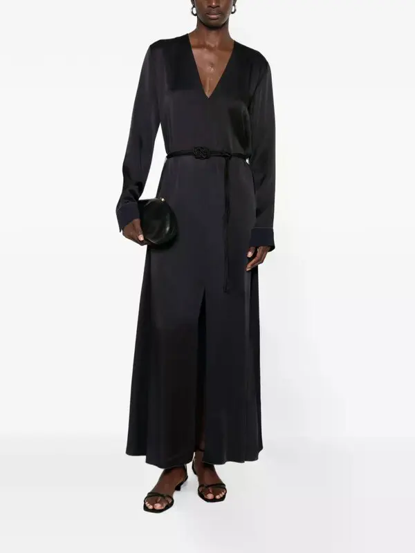 FORTE_FORTE Belted V-neck Maxi Dress In Satin
