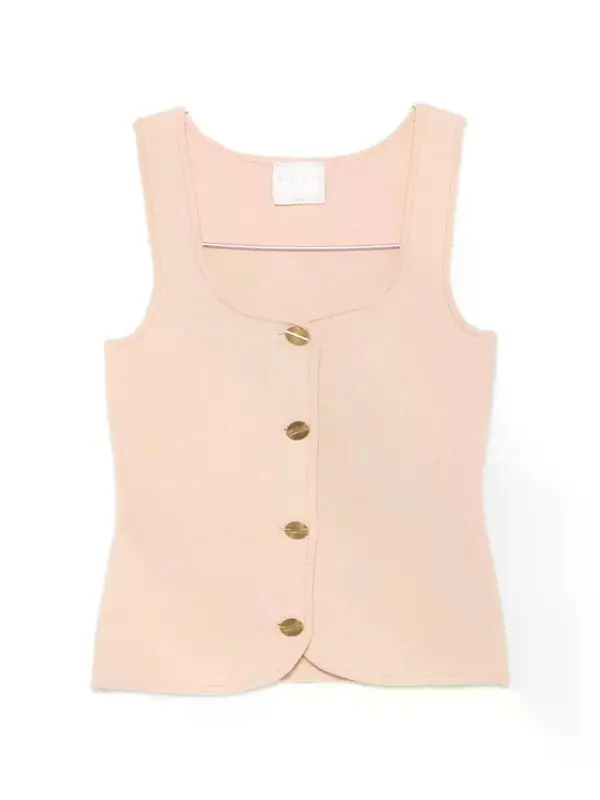 FORTE_FORTE Knitted Vest With Gold-tone Hardware - Neutrals