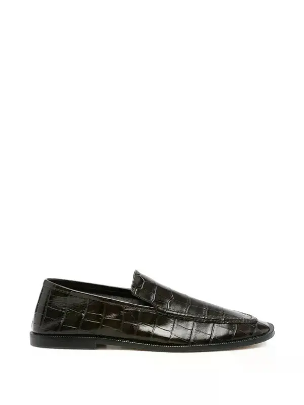 ALYSI Croc-effect Leather Loafers - Brown