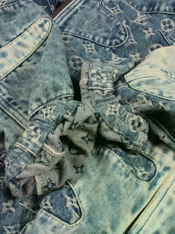 LOUIS VUITTON Monogram Patchwork Denim Hooded Jacket