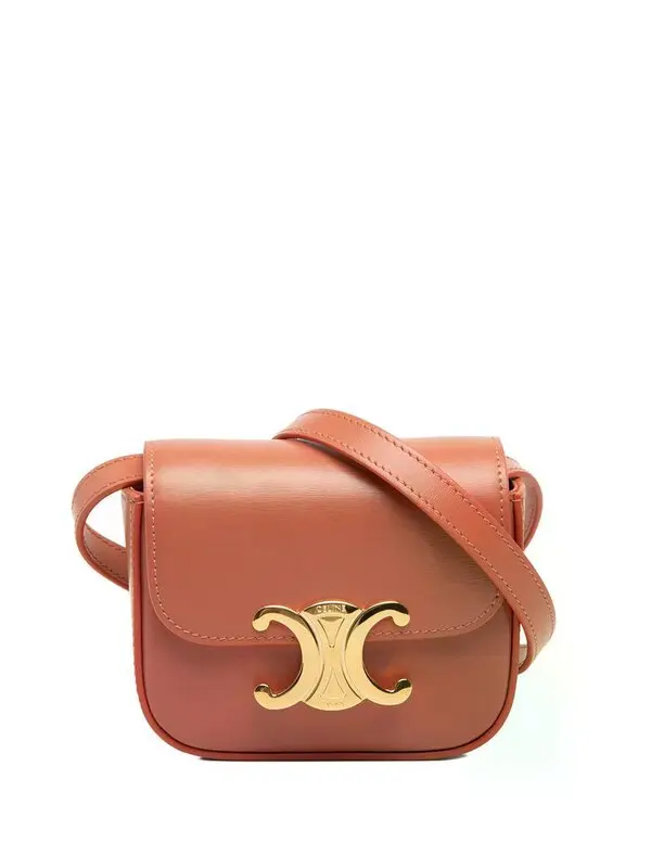 Celine Mini Shiny Calfskin Triomphe Crossbody Bag - Brown