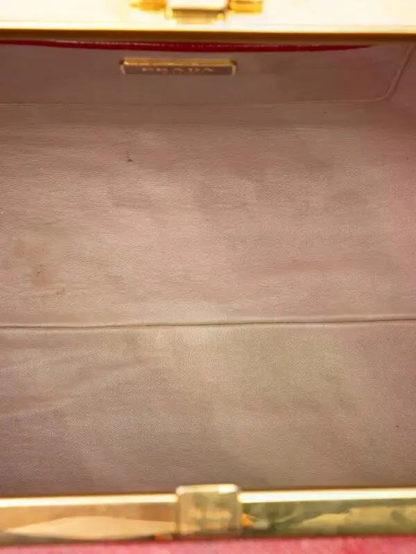 Prada Saffiano Vernice Pyramid Frame Handbag