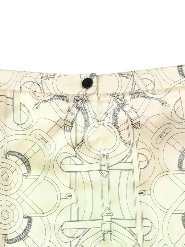 Hermès Eperon D'or Print Silk Midi Skirt