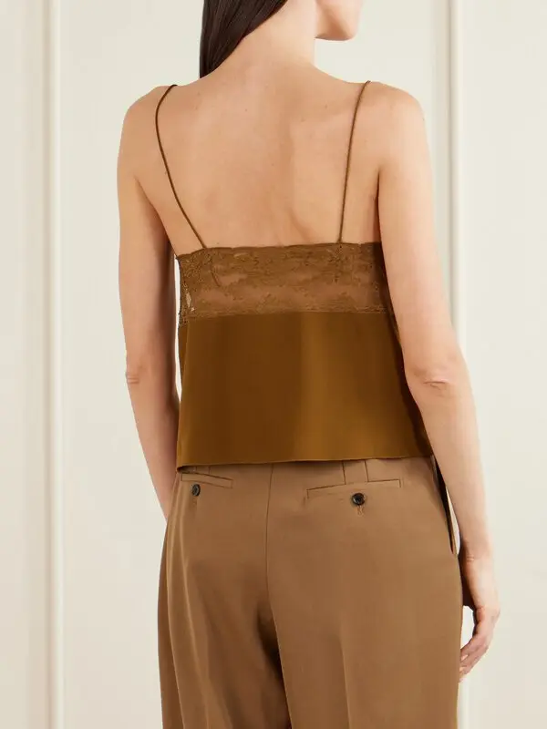 Saint Laurent Lace-trimmed Silk Cami