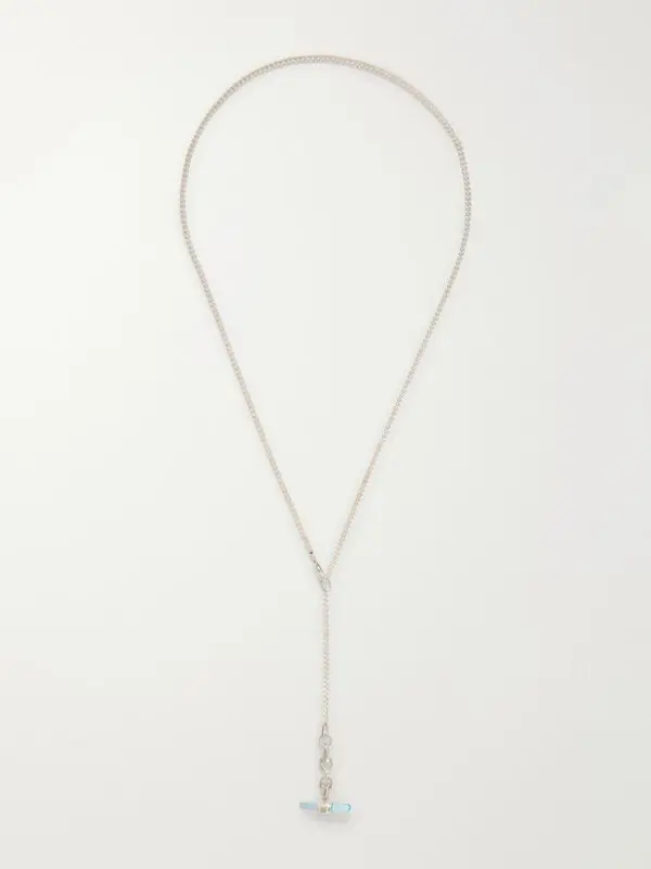 LOREN STEWART Sterling And Topaz Barbell Y-necklace - Silver