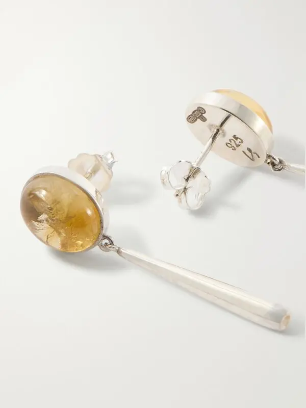 LOREN STEWART Sterling Silver And Citrine Drop Earrings