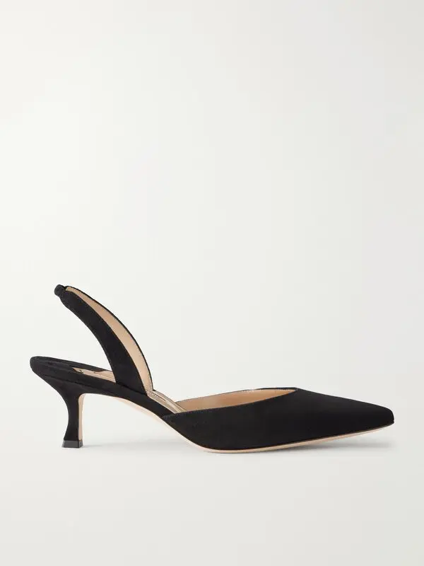Manolo Blahnik Carolyne 50 Suede Slingback Pumps