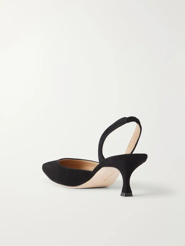 Manolo Blahnik Carolyne 50 Suede Slingback Pumps