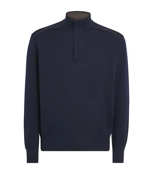Paul & Shark Virgin Wool High-neck Sweater With Contrast Piping