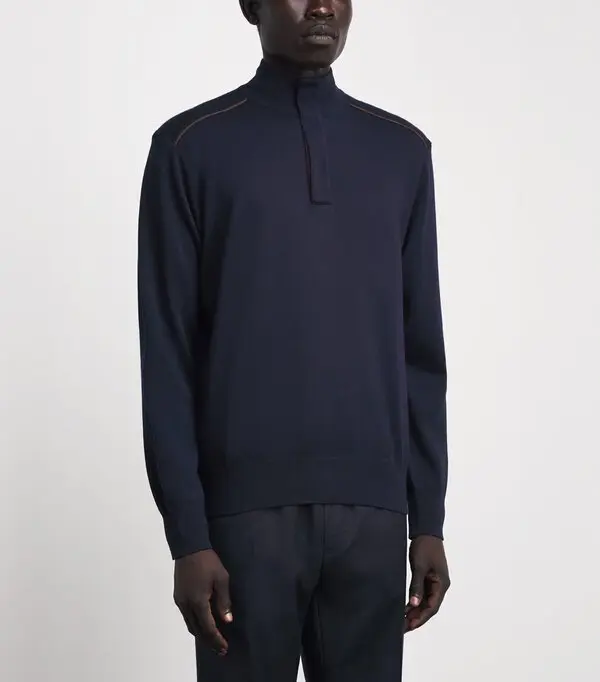 Paul & Shark Virgin Wool High-neck Sweater With Contrast Piping