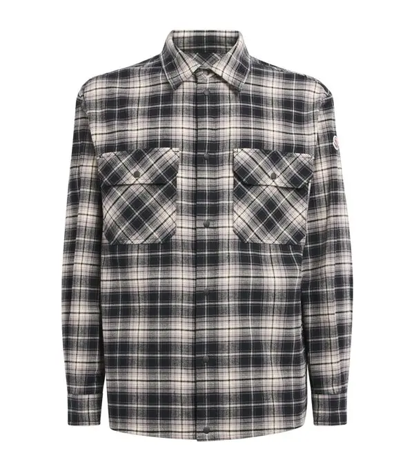 Moncler Cotton Check Zip-up Shirt