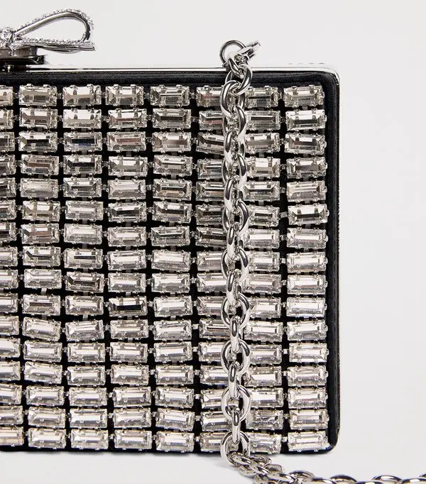 SELF-PORTRAIT Crystal Chainmail Clutch Bag With Bow Detail