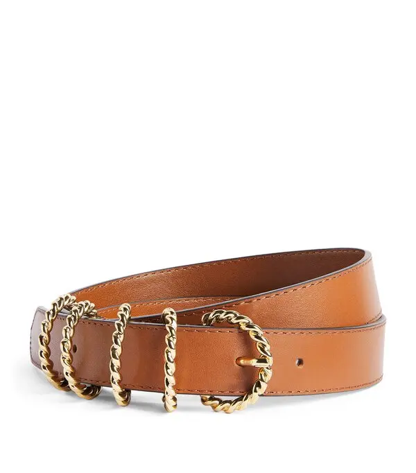 Claudie Pierlot Calfskin Belt With Ring Detail - Brown