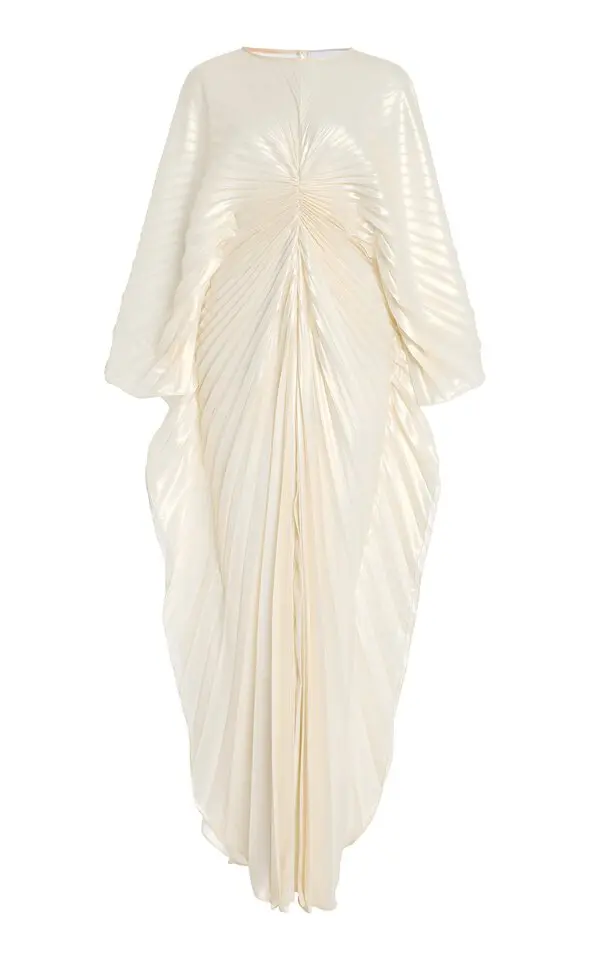 GEORGIA HARDINGE Pleated Chiffon Maxi Kaftan Dress - Ivory