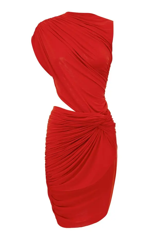 Alex Perry Sleeveless Ruched Twist Mini Dress - Red