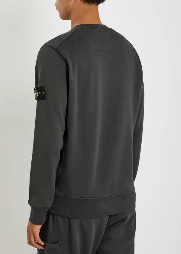 Stone Island Cotton Sweatshirt With Detachable Logo Plaque