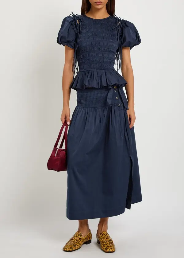 DAMSON MADDER Becca Shirred Cotton Blouse