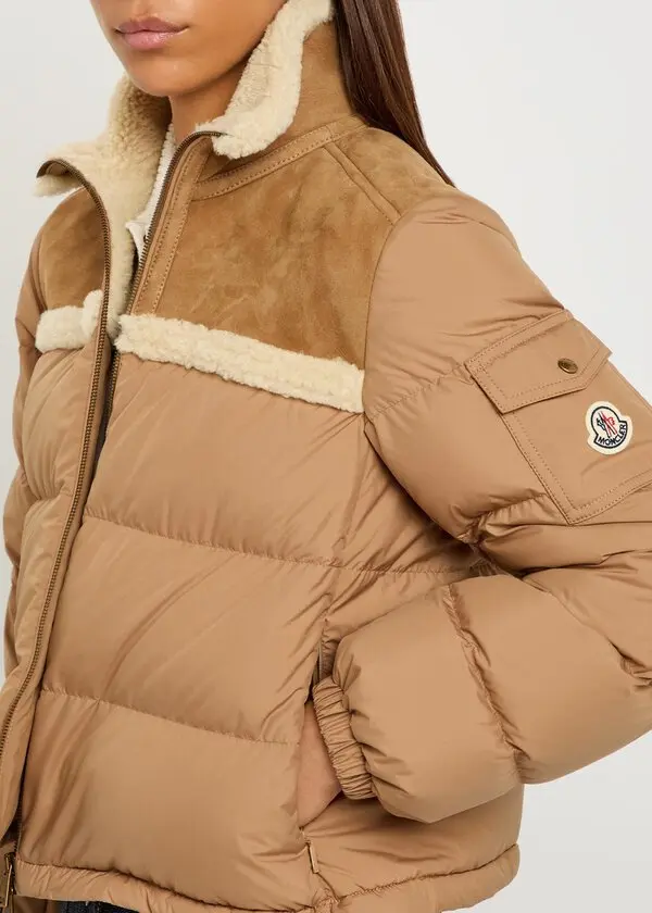 Moncler Aurore Suede Panel Shearling Nylon Jacket