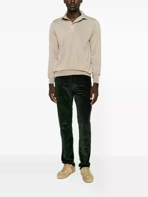 LARDINI Long-sleeve Polo Shirt - Neutrals