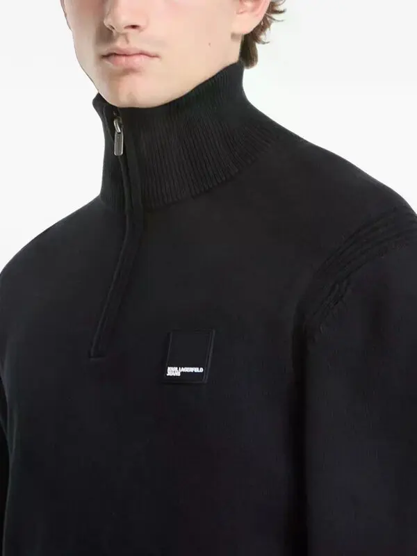 Karl Lagerfeld Logo-patch Quarter-zip Sweater