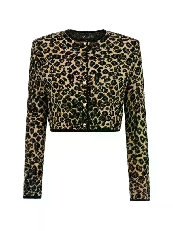 TOCCIN Indira Leopard-print Cropped Cardigan