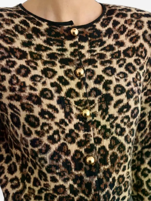 TOCCIN Indira Leopard-print Cropped Cardigan