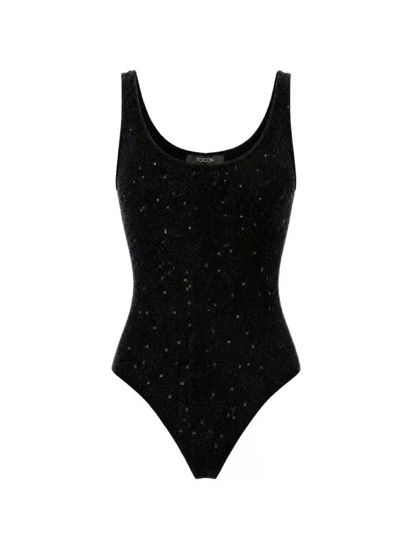 TOCCIN Sheila Sequin Embellished Bodysuit - Black