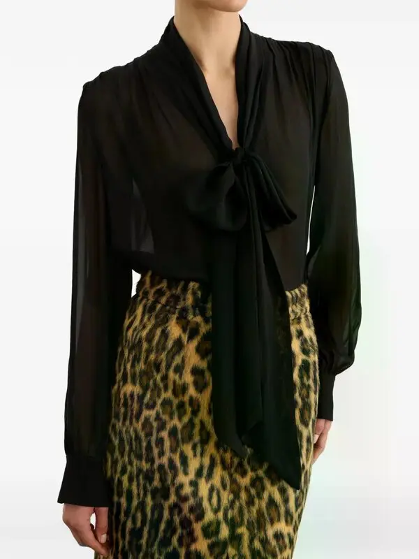 TOCCIN Kaila Tie-neck Button-front Blouse