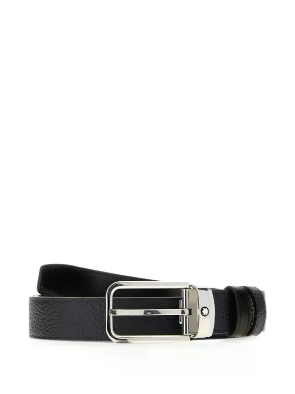 Montblanc Reversible Pebbled Leather Belt With Silver-tone Buckle
