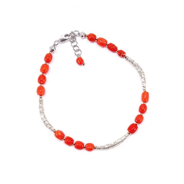 MINERALGEMS ✩ STUDIO Mineralgems Studio Sardinian Coral And Sterling Silver Beaded Bracelet