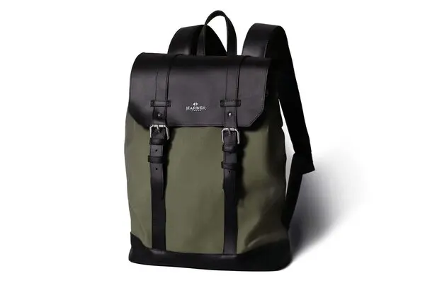 HARBER LONDON Classic Rucksack In Olive