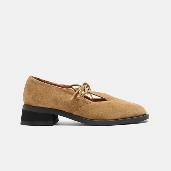 NAGUISA Fidela Suede T-strap Shoes