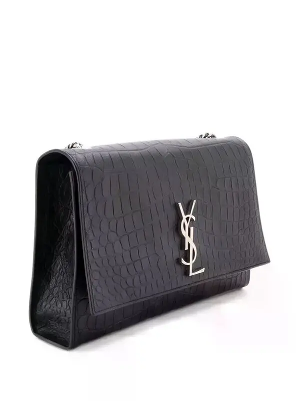 Saint Laurent Monogram Crocodile Embossed Leather Large Crossbody Bag