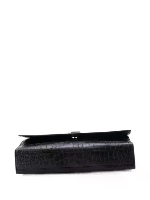 Saint Laurent Monogram Crocodile Embossed Leather Large Crossbody Bag
