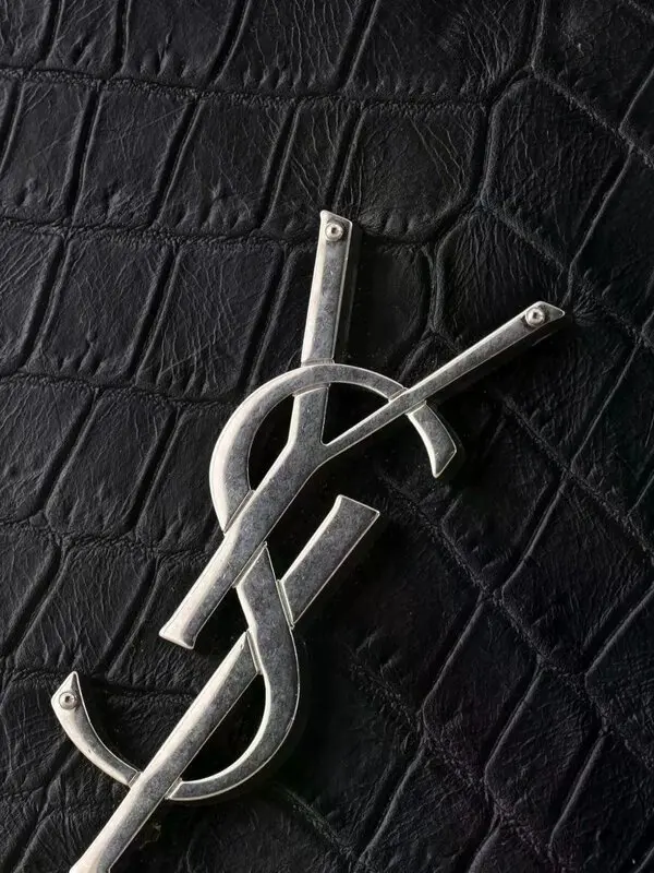 Saint Laurent Monogram Crocodile Embossed Leather Large Crossbody Bag