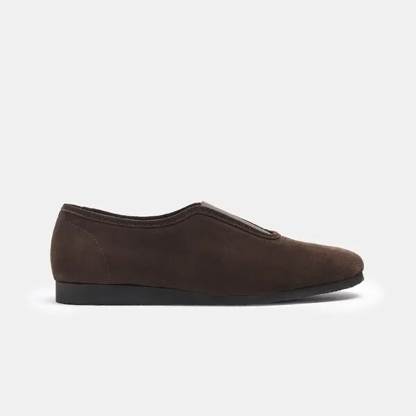 NAGUISA Saturia Dark Suede Slip-on Wedge Shoes